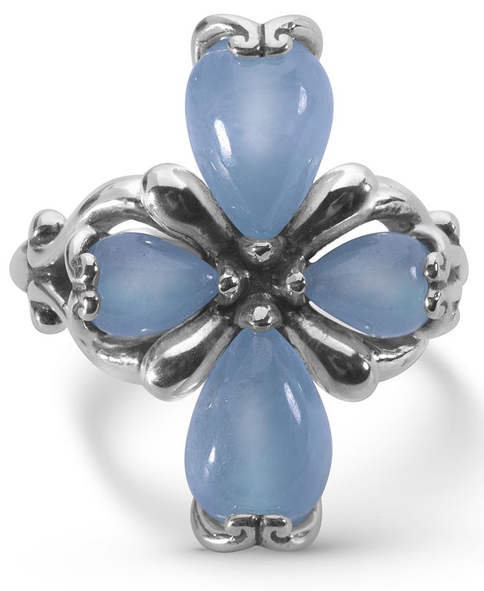 Carolyn Pollack Blue Jade Cross Ring in Sterling Silver - Macy's