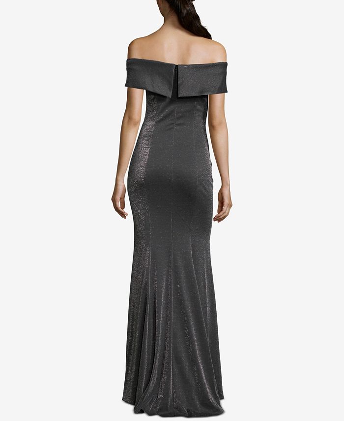 XSCAPE Off-The-Shoulder Glitter Gown - Macy's