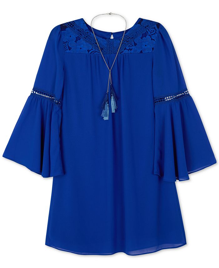BCX Big Girls Lace Dress & Necklace - Macy's