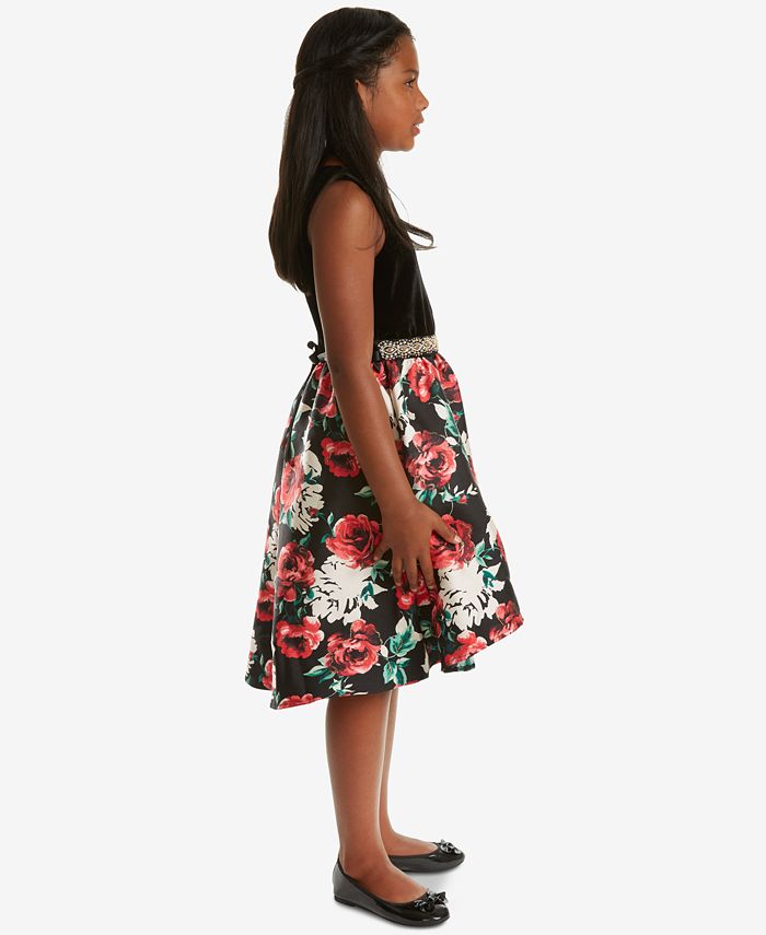 Rare Editions Big Girls Velvet Jacquard Dress - Macy's