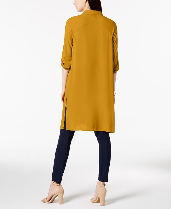 Alfani Roll-Tab Tunic Shirt, Created for Macy's & Reviews - Tops ...
