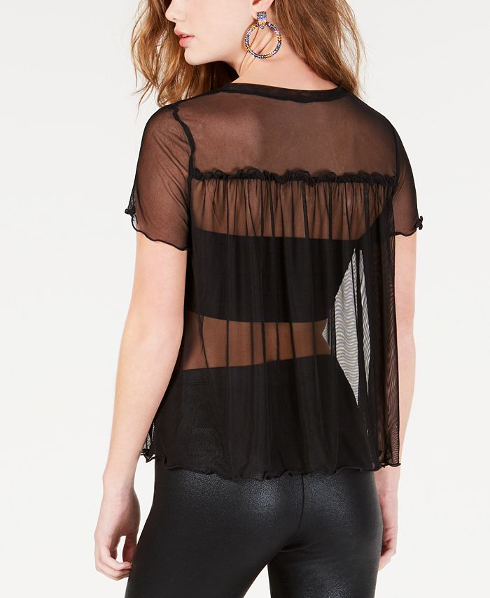 Material Girl Juniors' Sheer Mesh Babydoll Top, Created for Macy's - Macy's