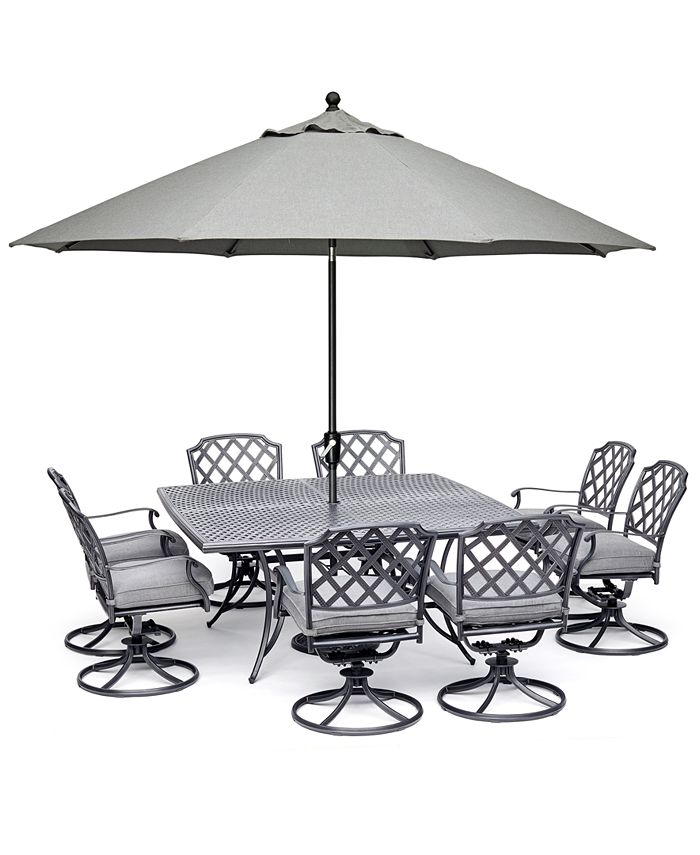 Agio Grove Hill II Outdoor Cast Aluminum 9-Pc. Dining Set (64" X 64 ...