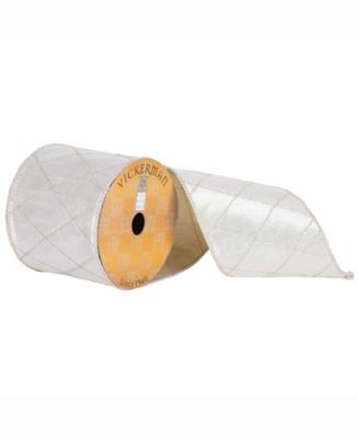 4" X 10Yd Platinum Metallic Ribbon With Pleated Diamond Pattern - Macy's