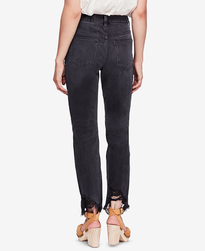 Free People Distressed-Hem Cotton Jeans - Macy's