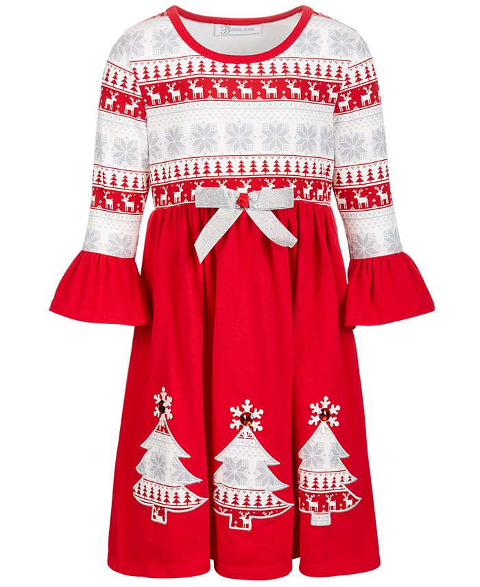 Bonnie Jean Little Girls Fair Isle-Print Dress - Macy's