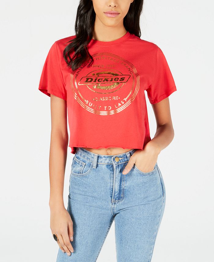 Dickies Cotton Metallic-Print Crop Top - Macy's