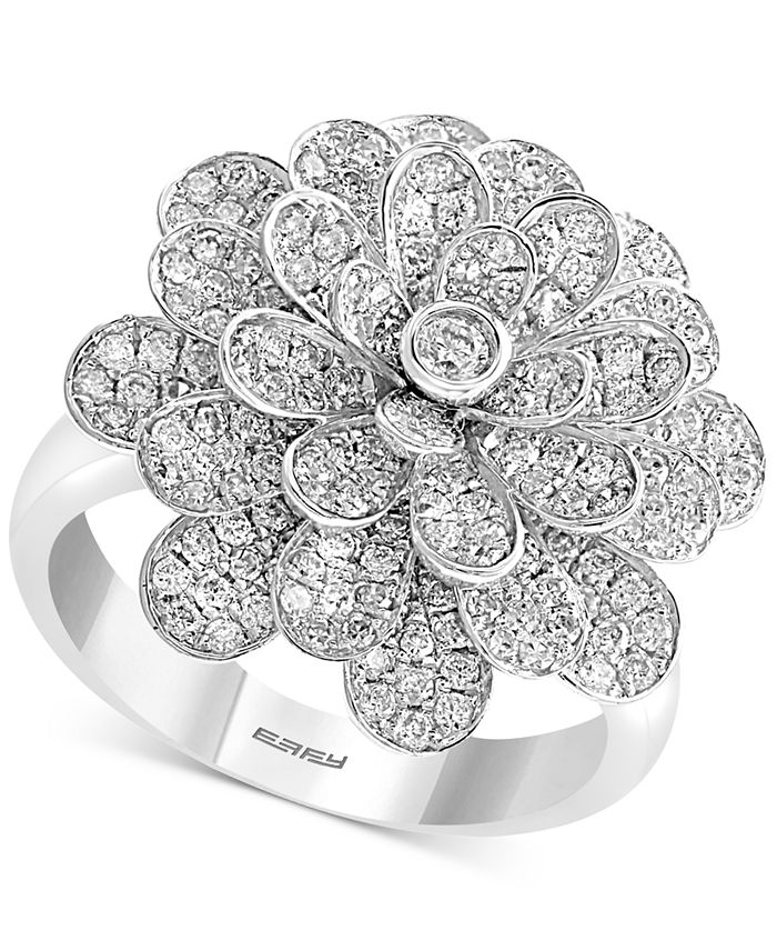 EFFY Collection EFFY® Diamond Flower Ring (1-5/8 ct. t.w.) in 14k White ...