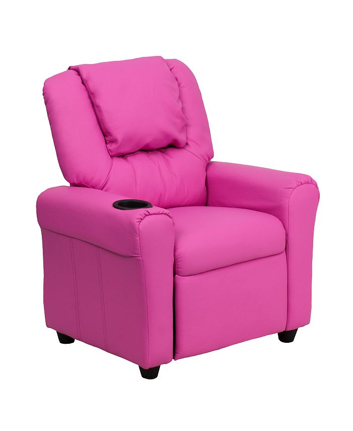 Flash Furniture Contemporary Hot Pink Vinyl Kids Recliner With Cup ...