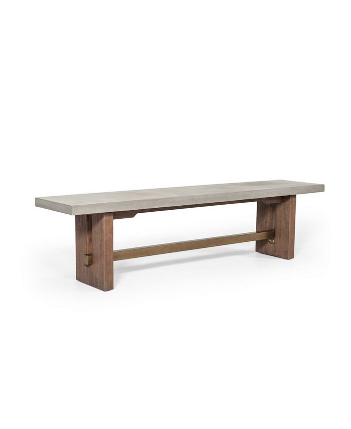 VIG Furniture Modrest Amos Modern Concrete and Acacia Dining Bench - Macy's