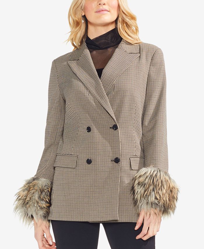 Vince Camuto Faux-Fur Cuffed Jacket - Macy's