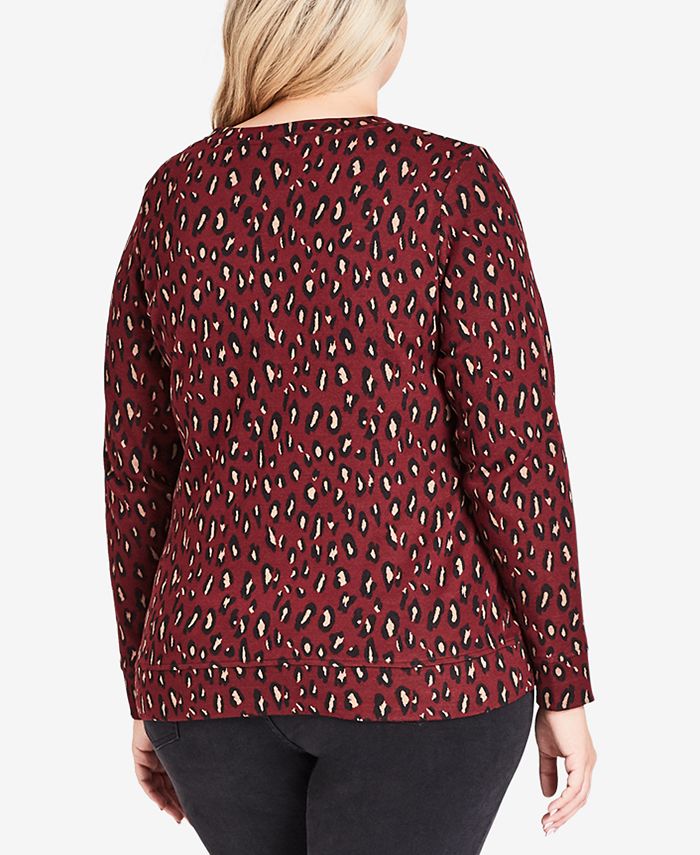 City Chic Trendy Plus Size Animal-Print Top - Macy's