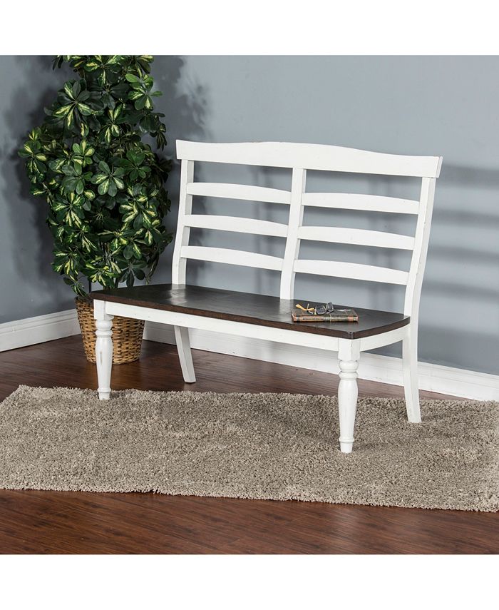 Sunny Designs Bourbon County French Country Ladderback Bench, Solid Oak ...