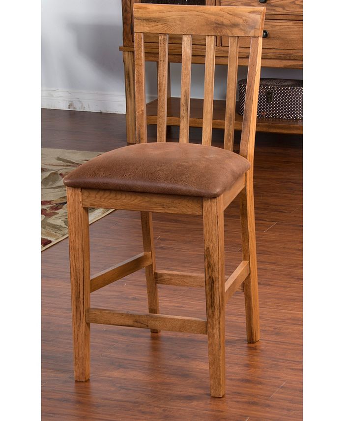 Sunny Designs Sedona 24"H Rustic Oak Slatback Barstool, Cushion Seat ...