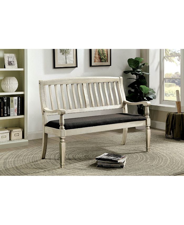 Benzara Vintage Rustic Style Wooden Loveseat Bench With Padded Seat ...