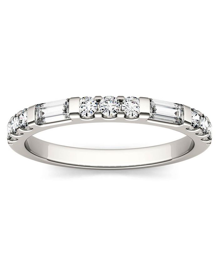 Charles & Colvard Moissanite Round and Baguette Stackable Ring (1/2 ct ...