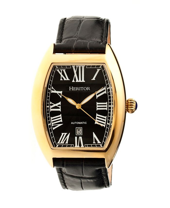 Heritor Automatic Redmond Gold & Black Leather Watches 40mm - Macy's