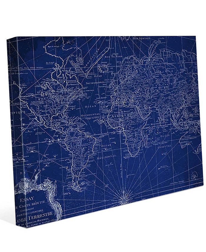 Creative Gallery World Geography Flat Map 20" X 24" Canvas Wall Art ...