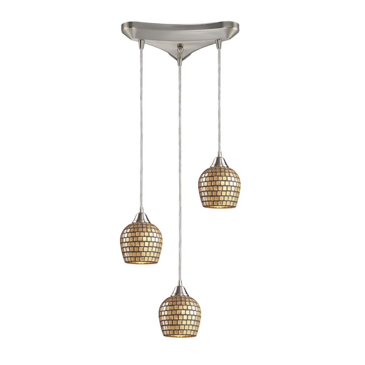 Click here for Fusion 3-Light Pendant Gold Leaf in Satin Nickel -... prices