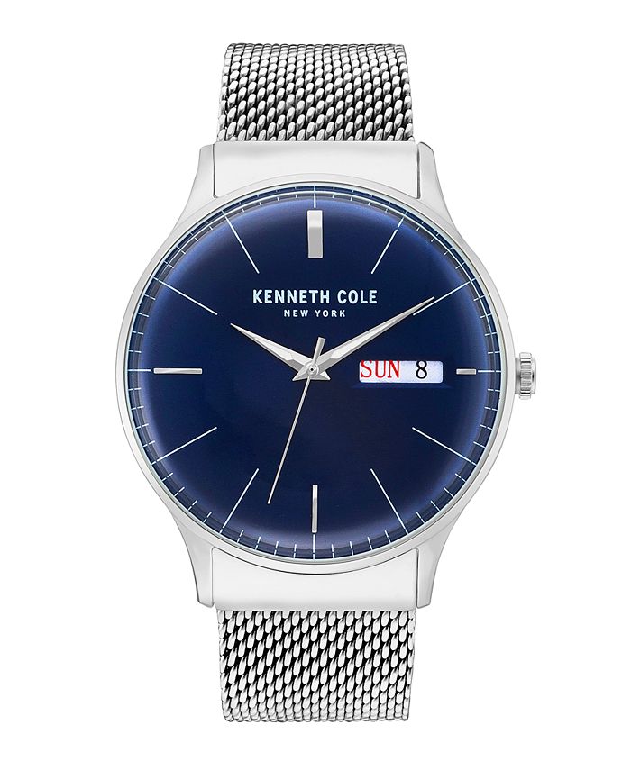 Kenneth Cole New York Men's Silver Mesh Bracelet Watch 43mm - Macy's
