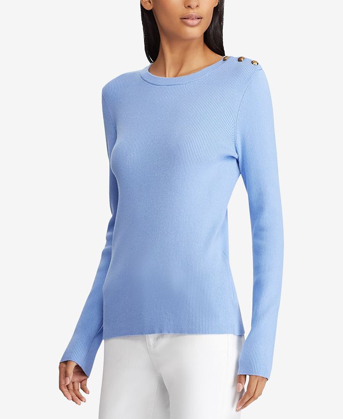 Lauren Ralph Lauren Button-Shoulder Sweater - Macy's