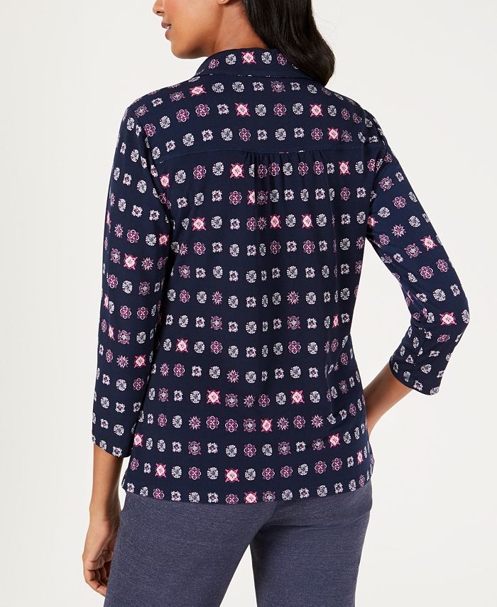 Charter Club Printed Polo Top, Created for Macy's - Macy's