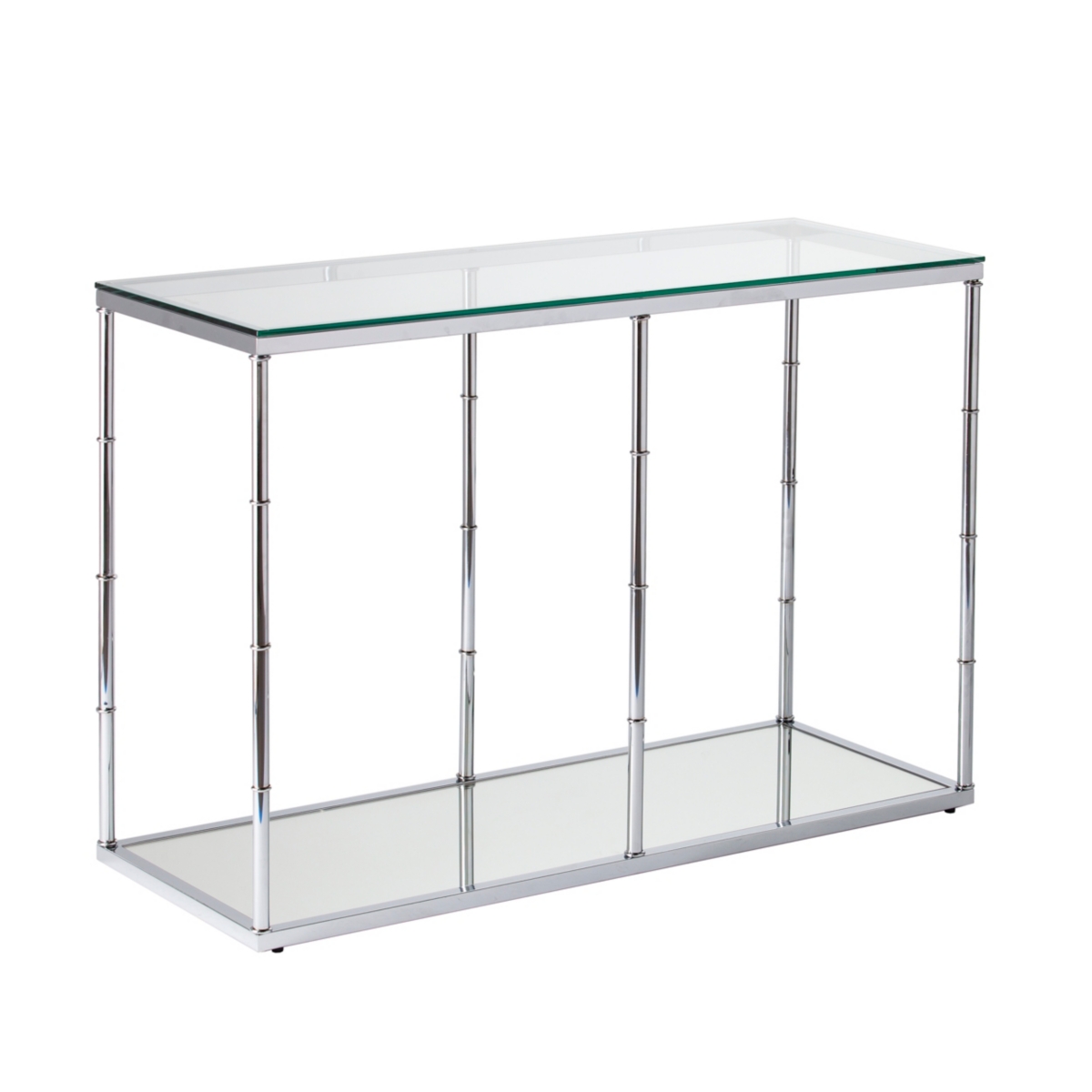 Click here for Clarkesburg Glass Console Table with Mirrored Shel... prices