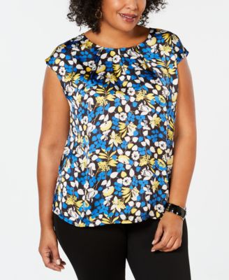 Kasper Plus Size Floral-Print Top - Macy's