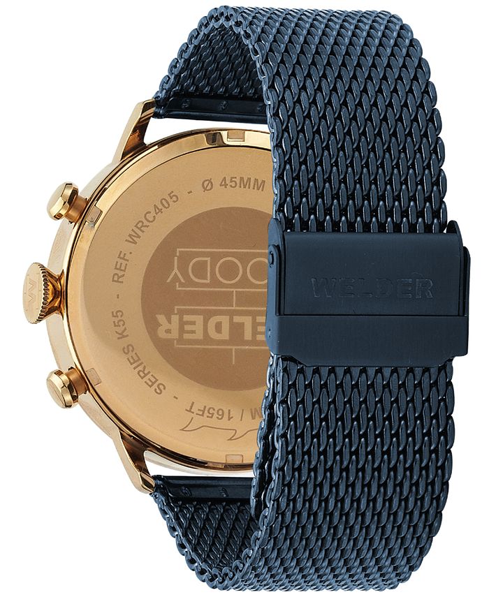 WELDER Men's Blue Stainless Steel Mesh Bracelet Watch 45mm - Macy's