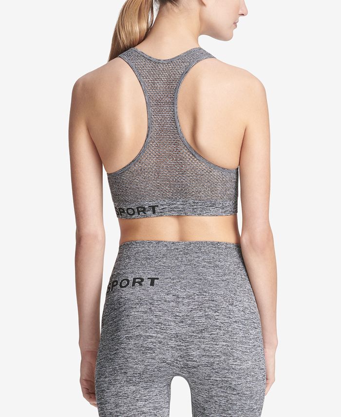 DKNY Mesh Racerback Medium Impact Sports Bra - Macy's