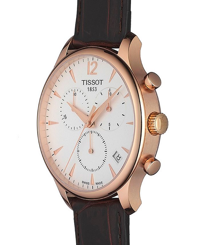 Tissot Men's Swiss Chronograph T-Classic Tradition Brown Leather Strap ...