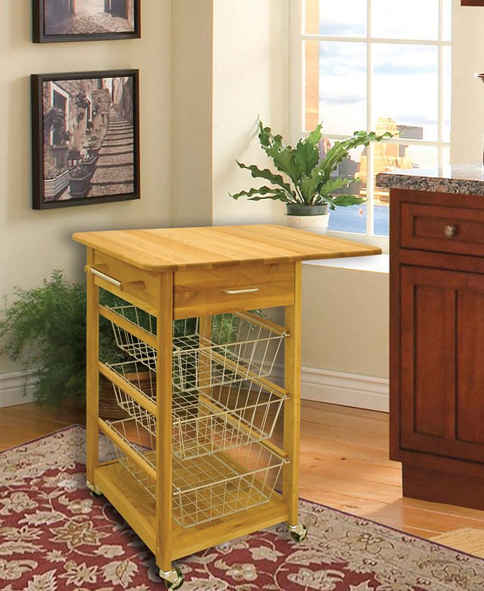 Catskill Craft Single Drop Leaf Basket Cart - Macy's