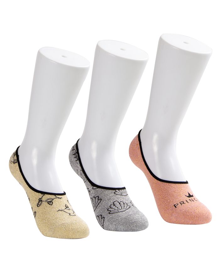 Disney 3-Pk. Princess Metallic Liner Socks - Macy's