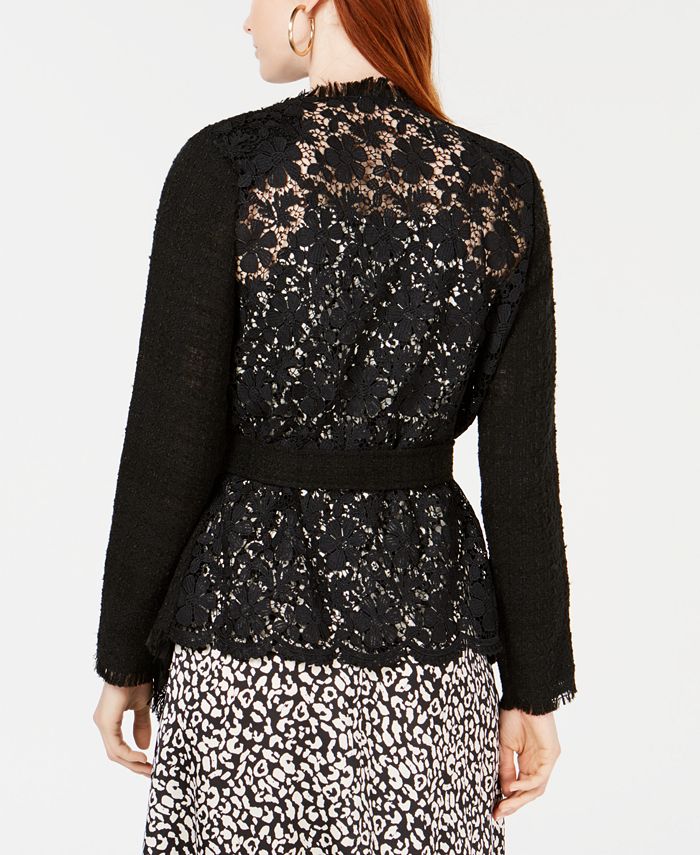 STELLA + GINGER Ginger by Stella & Ginger Lace & Bouclé Wrap Jacket ...