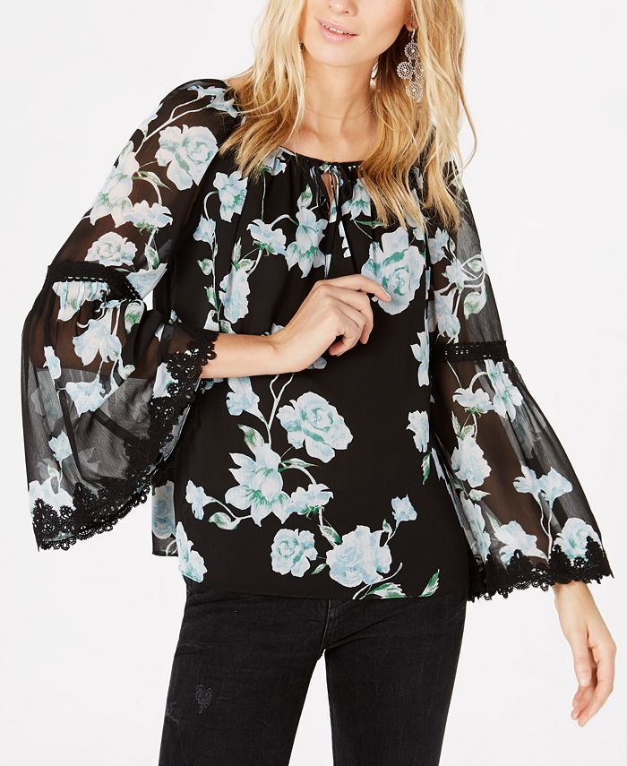 INC International Concepts I.N.C. Petite Bell-Sleeve Printed Blouse ...
