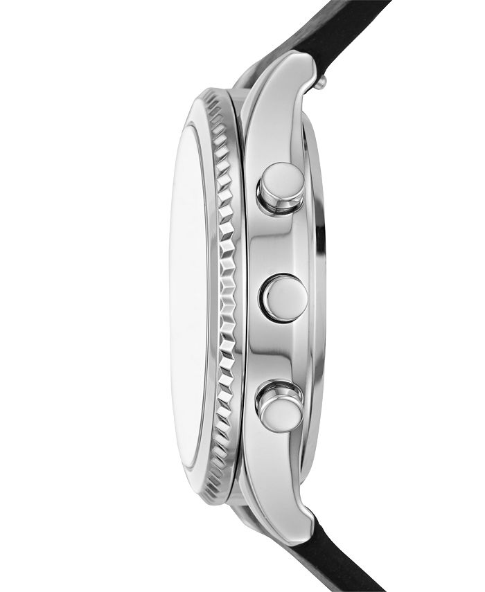 DKNY Women's Minute Woodhaven Black Leather Strap Hybrid Smart Watch ...