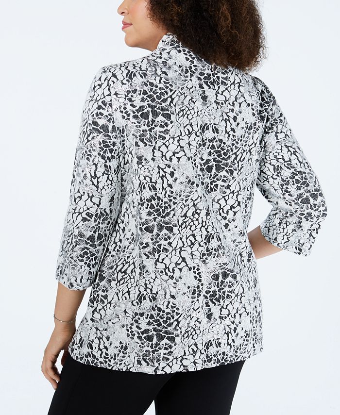 JM Collection Plus Size Metallic Jacquard Jacket, Created for Macy's ...