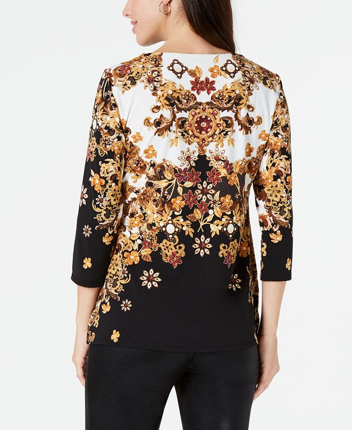 JM Collection Petites JM Collection Petite Printed Embellished Tunic ...