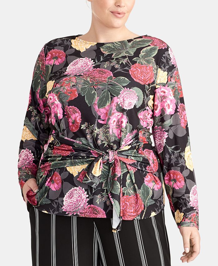 RACHEL Rachel Roy Trendy Plus Size Ginger Front-Tie Top, Created for ...