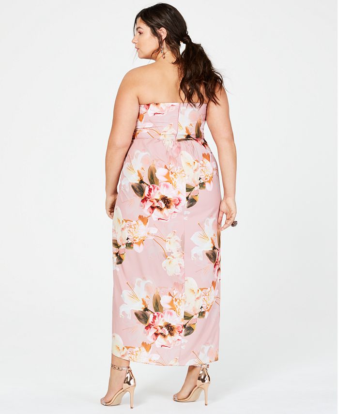 City Chic Trendy Plus Size Strapless Floral-Print Maxi Dress - Macy's