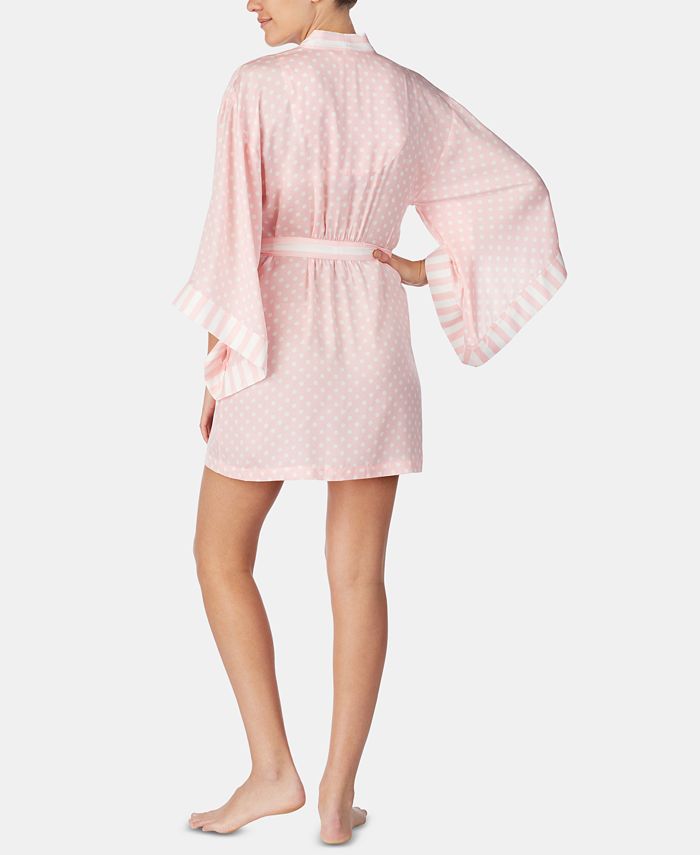 Betsey Johnson Kimono-Sleeve Printed Wrap Robe - Macy's