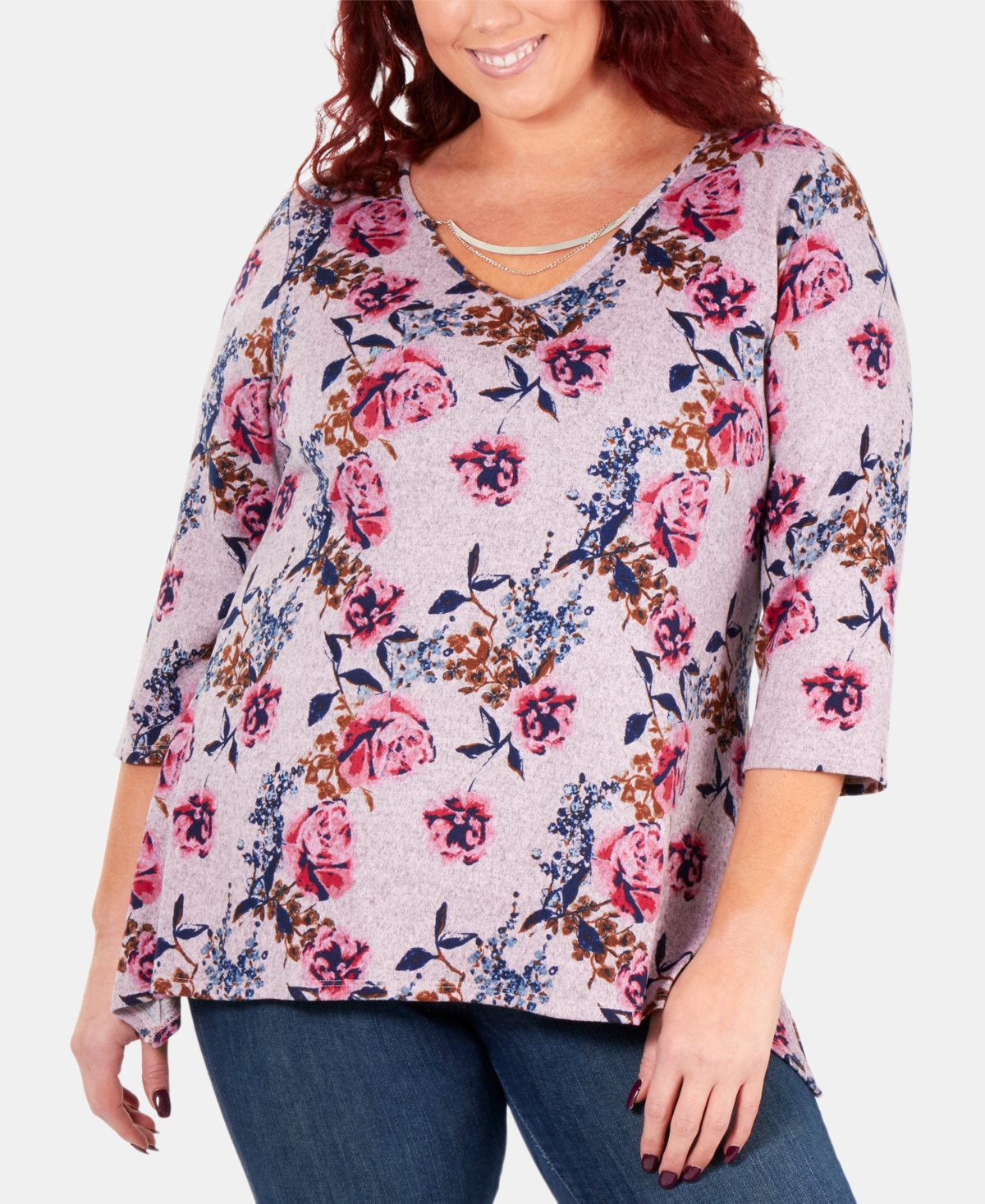 Click here for Ny Collection Plus Size Printed 3/4-Sleeve Top - P... prices