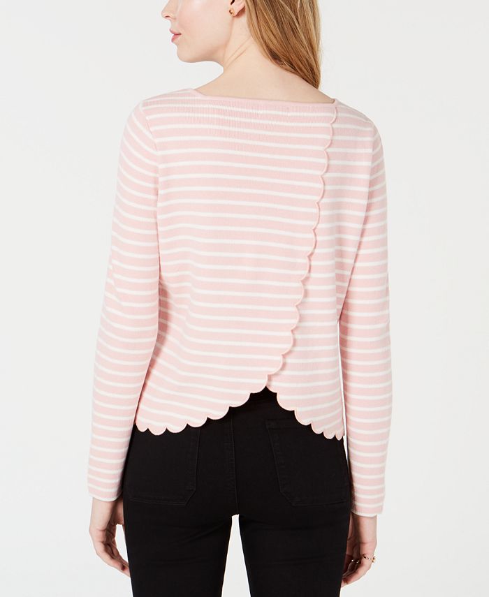 Maison Jules Striped Scalloped Crossover Top, Created for Macy's - Macy's