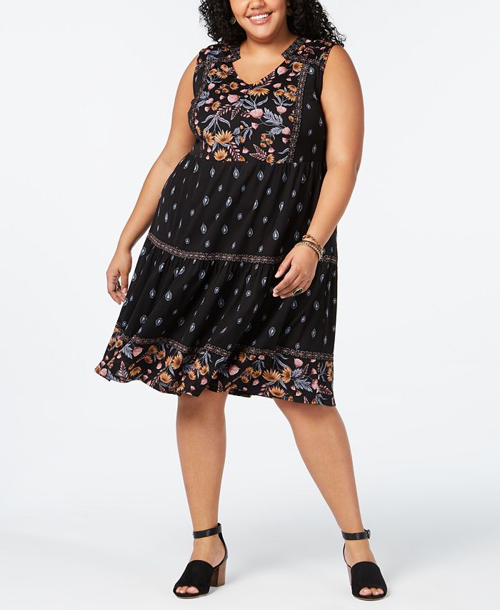 Style & Co Plus Size Printed Sleeveless Dress, Created for Macy's - Macy's