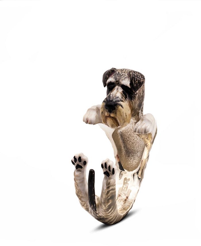 Dog Fever Schnauzer Hug Ring in Sterling Silver and Enamel - Macy's