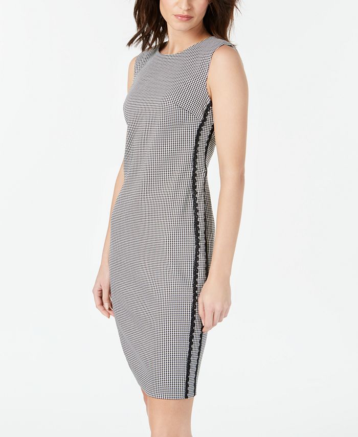 Calvin Klein Ric-Rac Houndstooth Sheath Dress - Macy's