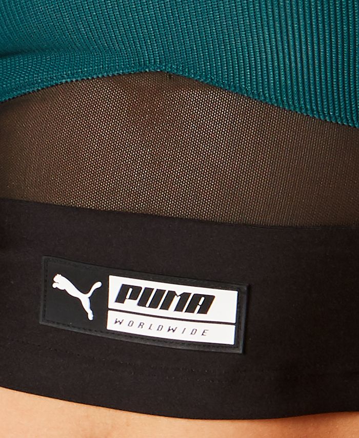 Puma TZ Colorblocked Mesh-Trimmed Racerback Cropped Top - Macy's