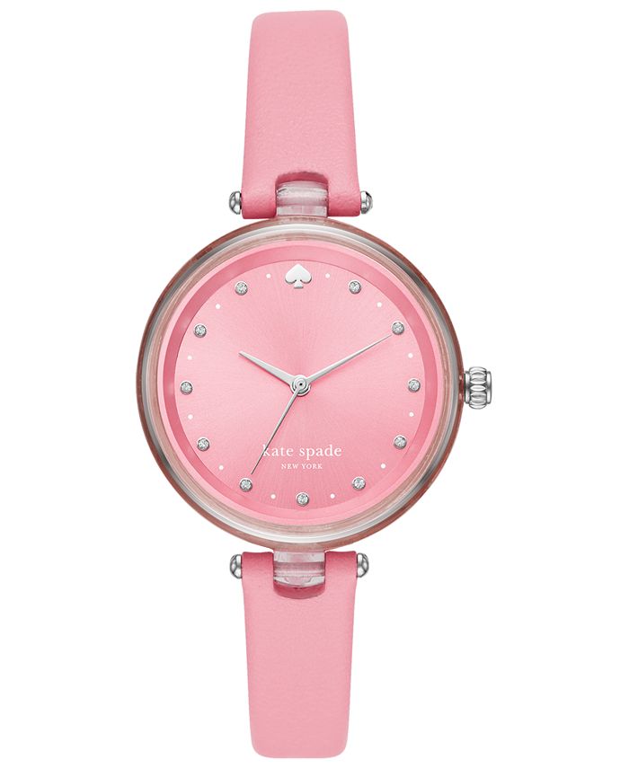 kate spade new york Women's Holland Pink Leather Strap Watch 34mm ...