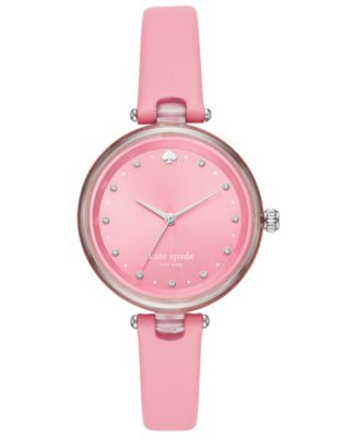 kate spade new york Women's Holland Pink Leather Strap Watch 34mm - Macy's