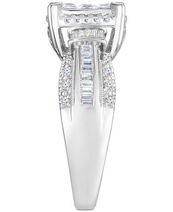 Macy's Diamond Multi-Shaped Stone Bridal Ring (1 ct. t.w.) in 14k White ...